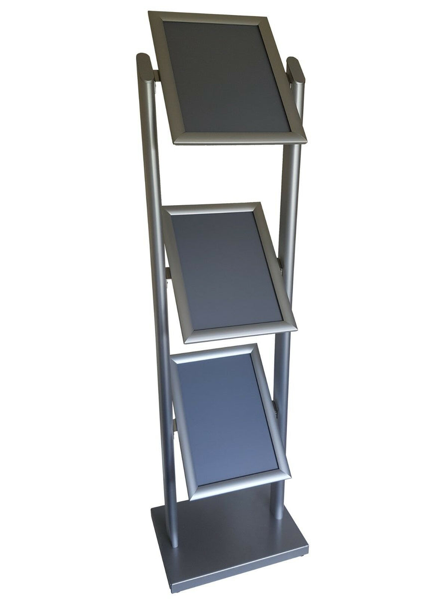 3-Tier Tilted Display Advertising Poster Stand with Practical Snap Loc ...